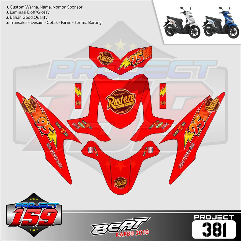 Jual Sticker Decal Beat Karbu 2010 - Project 381 Lightning Mcqueen ...