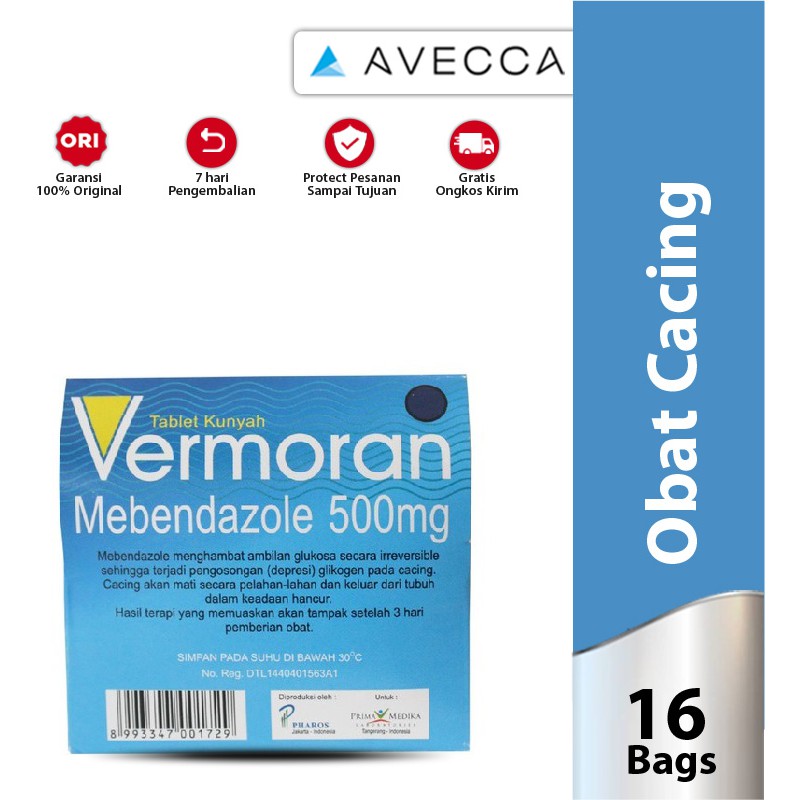 Jual VERMORAN MEBENDAZOLE 500MG 1 STRIP / OBAT CACING | Shopee Indonesia