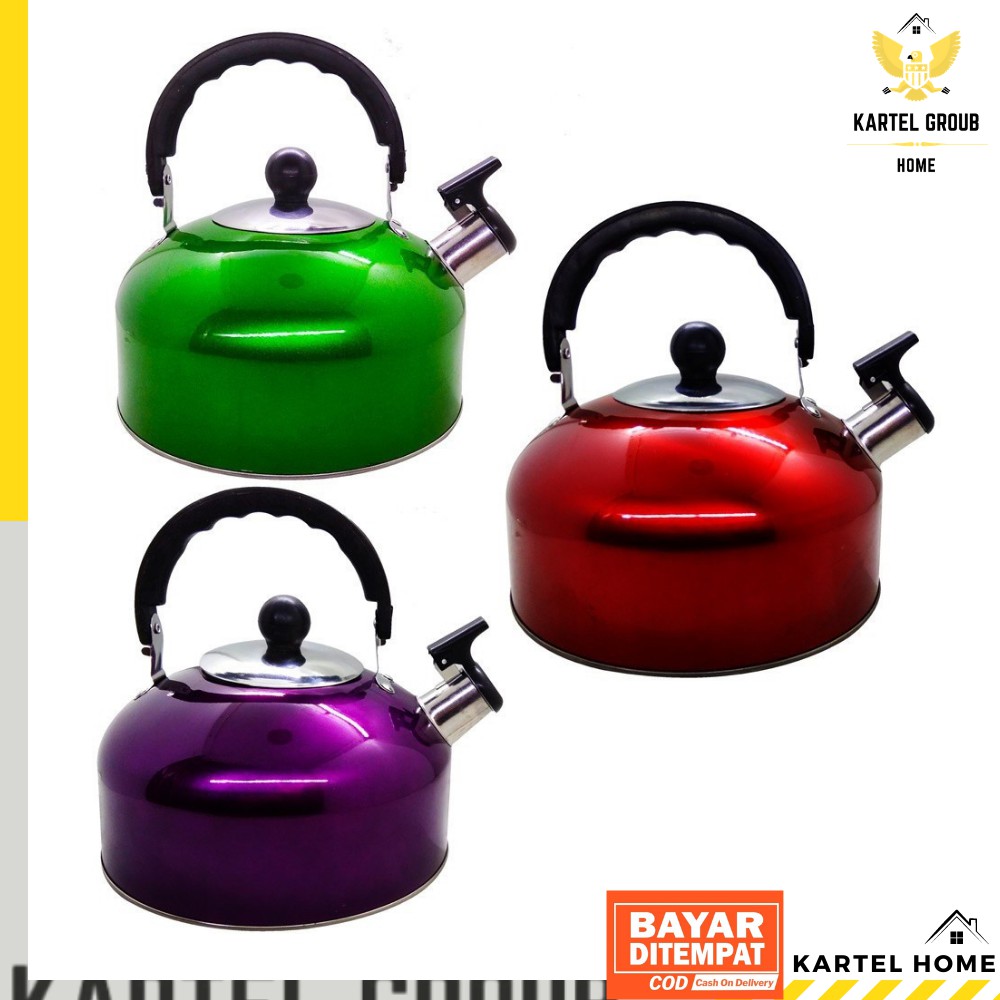 Jual HOME Teko Siul Ceret Bunyi 3 Liter Stainless Steel Warna | Shopee Indonesia