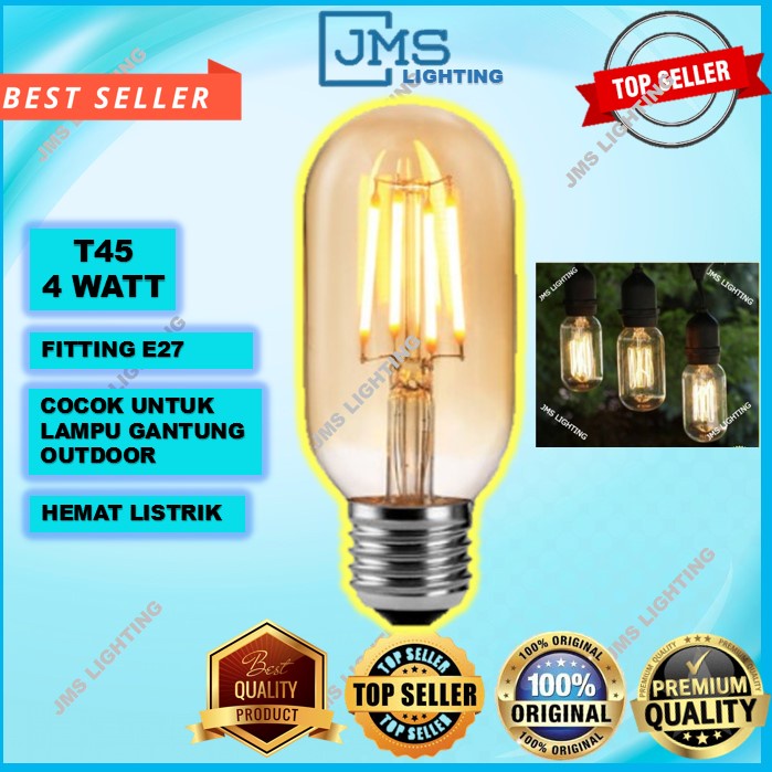 Jual LAMPU FILAMEN T45 4WATT LONJONG COCOK UNTUK LAMPU GANTUNG HIAS ...
