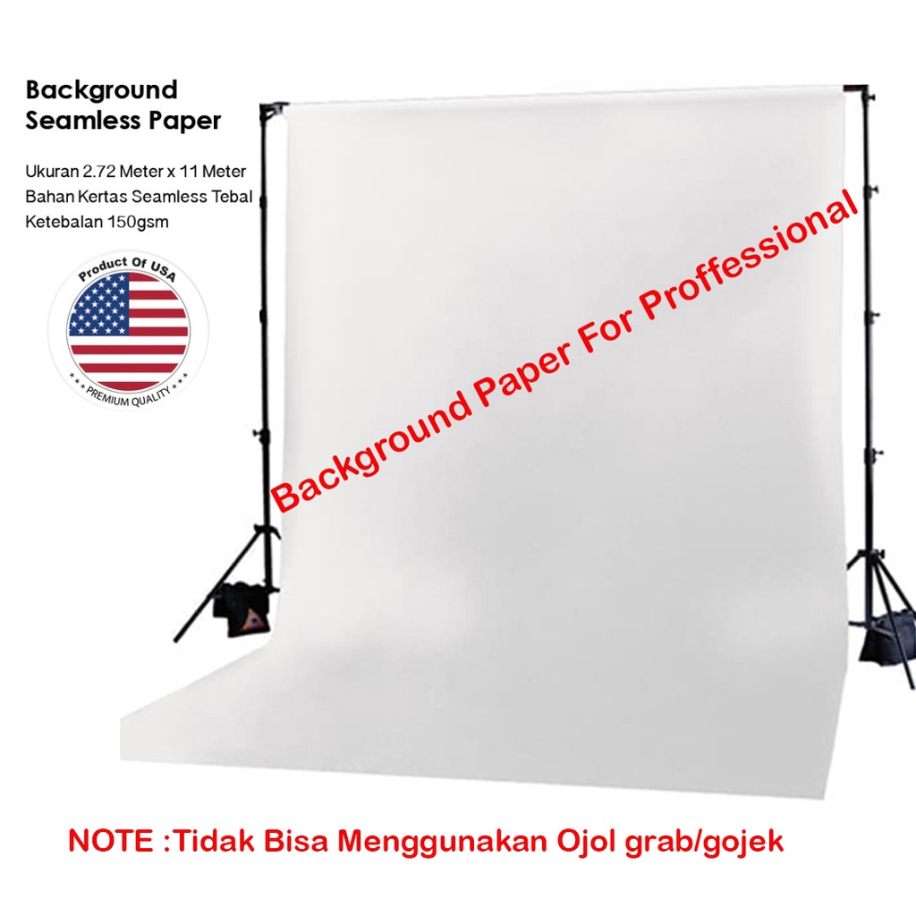 Jual Background Paper Putih 2.7x11m Backdrop Kertas Studio White Foto ...