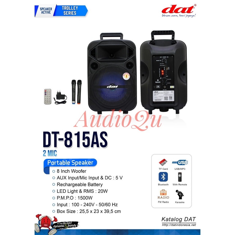 Jual SPEAKER PORTABLE DAT DT 815 AS / DT815AS / DT-815AS 8 INCH | Shopee Indonesia