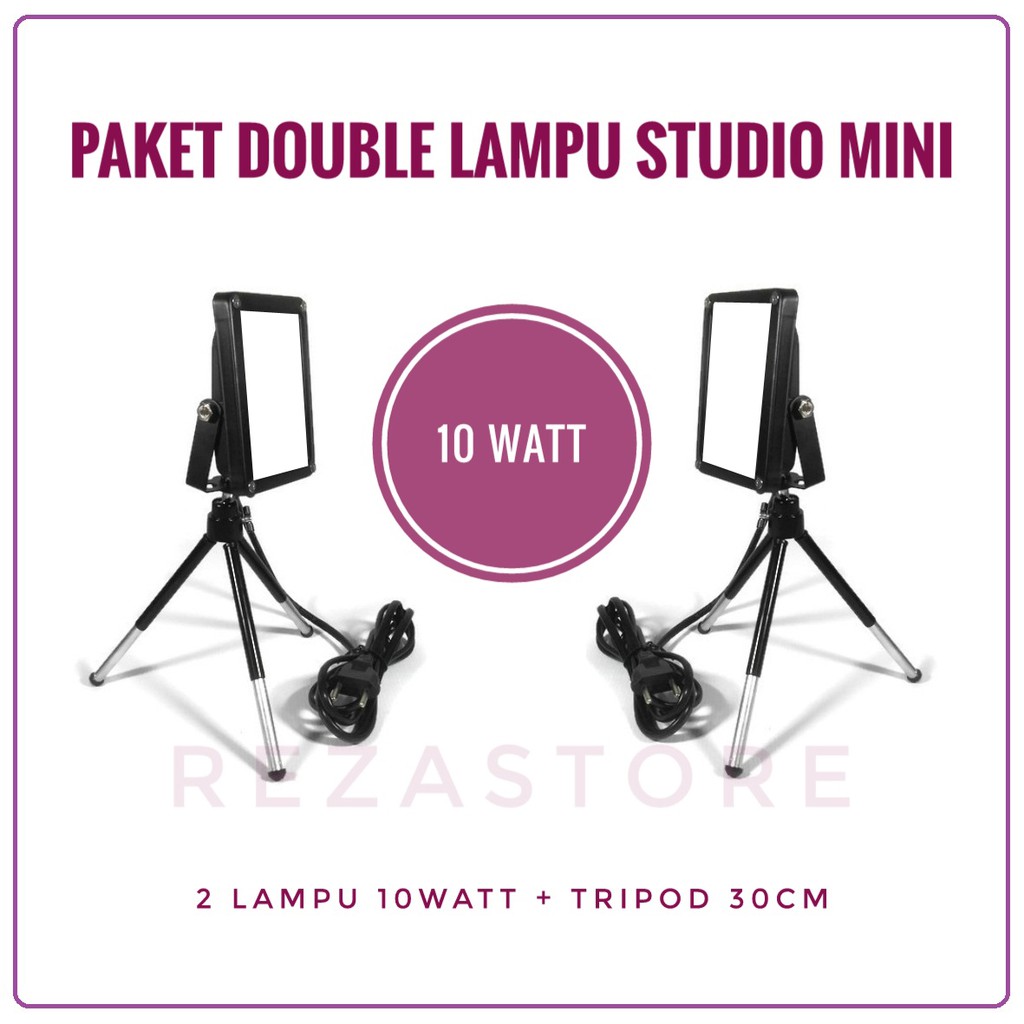 Jual Paket Double Lampu Foto Studio Mini 10 Watt Murah Tripod 20cm ...