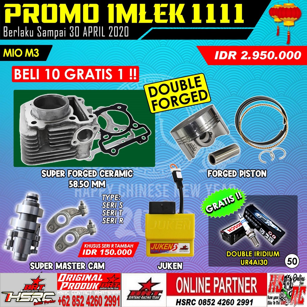 Jual PAKET BORE UP RACING BRT MIO M3 S FINO X RIDE FREEGO 125 Fi Mio Z ...