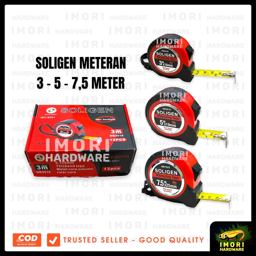 Jual SOLIGEN Meteran Karet Bangunan Roll 3 5 7,5 M Alat Ukur Rol ...