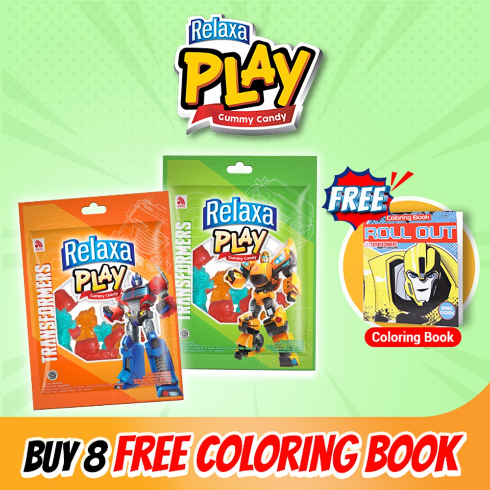 Jual Relaxa Play Happy Package Transformers (Buy 8 Free 1 Coloring Book ...