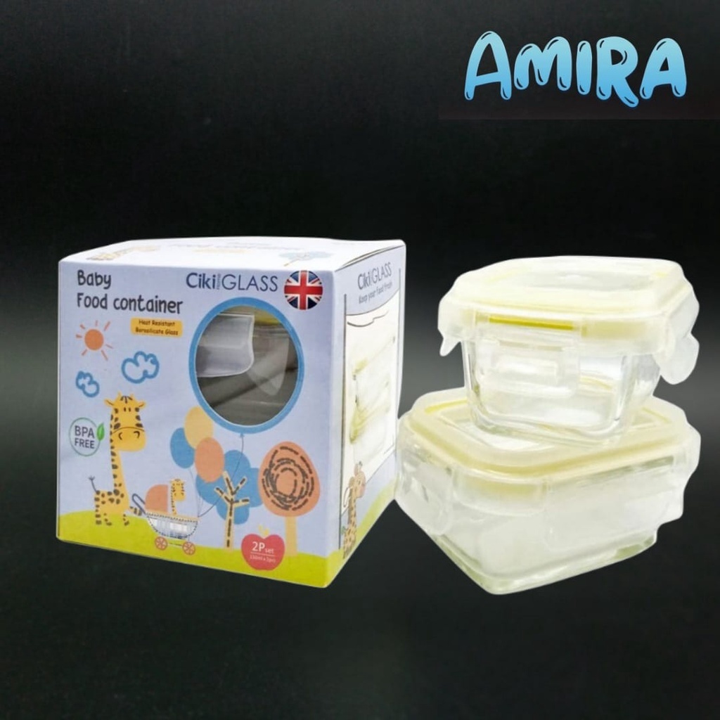 Jual CIKI Food Container Kaca Tebal 150ml Yellow (Isi 2) Kotak Makan ...