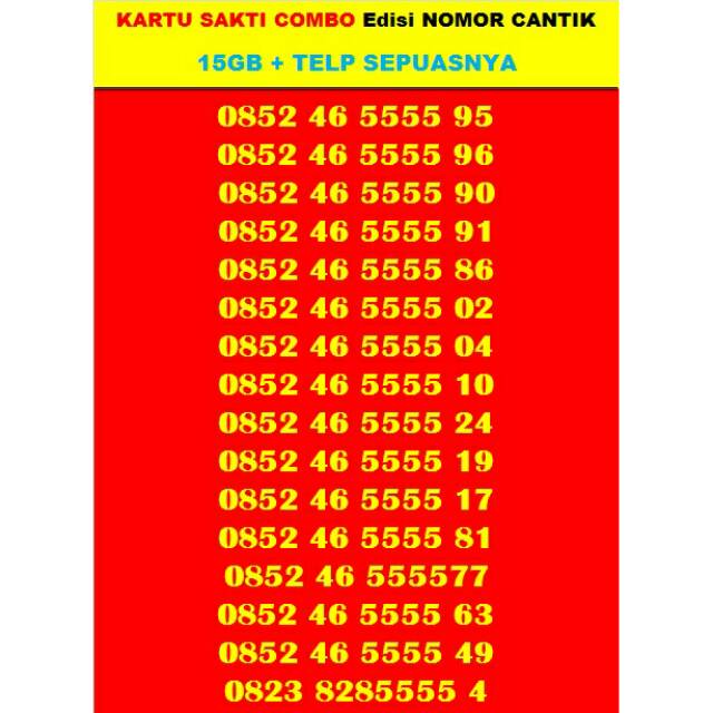 Jual Kartu Sakti Combo edisi Nomor Cantik | Shopee Indonesia