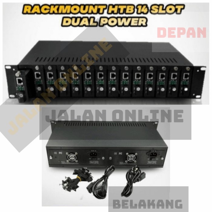 Jual Mount Rack Media Converter HTB 2U 14 Slot Dua Power Supply | Shopee Indonesia
