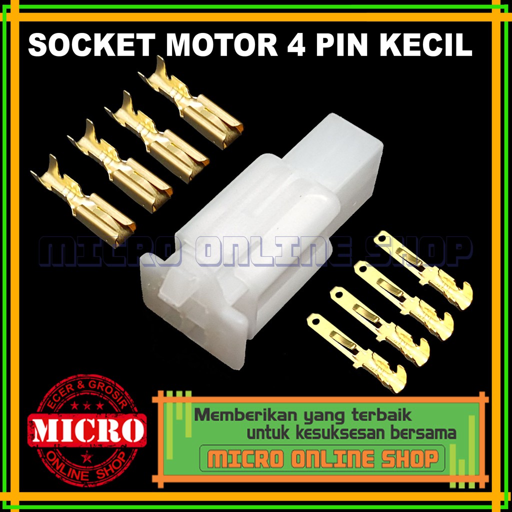 Jual Socket 4 Pin Kecil 2 SET + Skun / Soket Motor / Konektor Motor ...