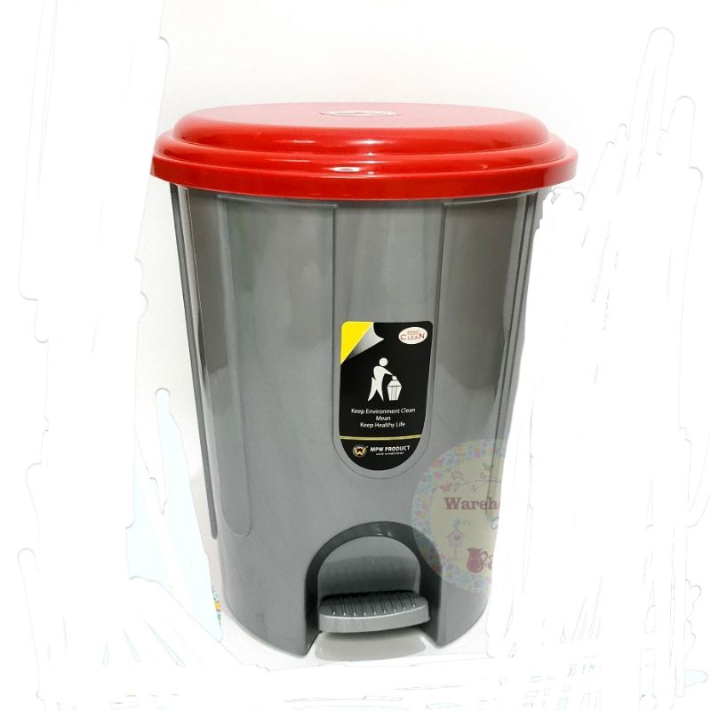Jual tong sampah MPW bulat injak tutup merah | Shopee Indonesia