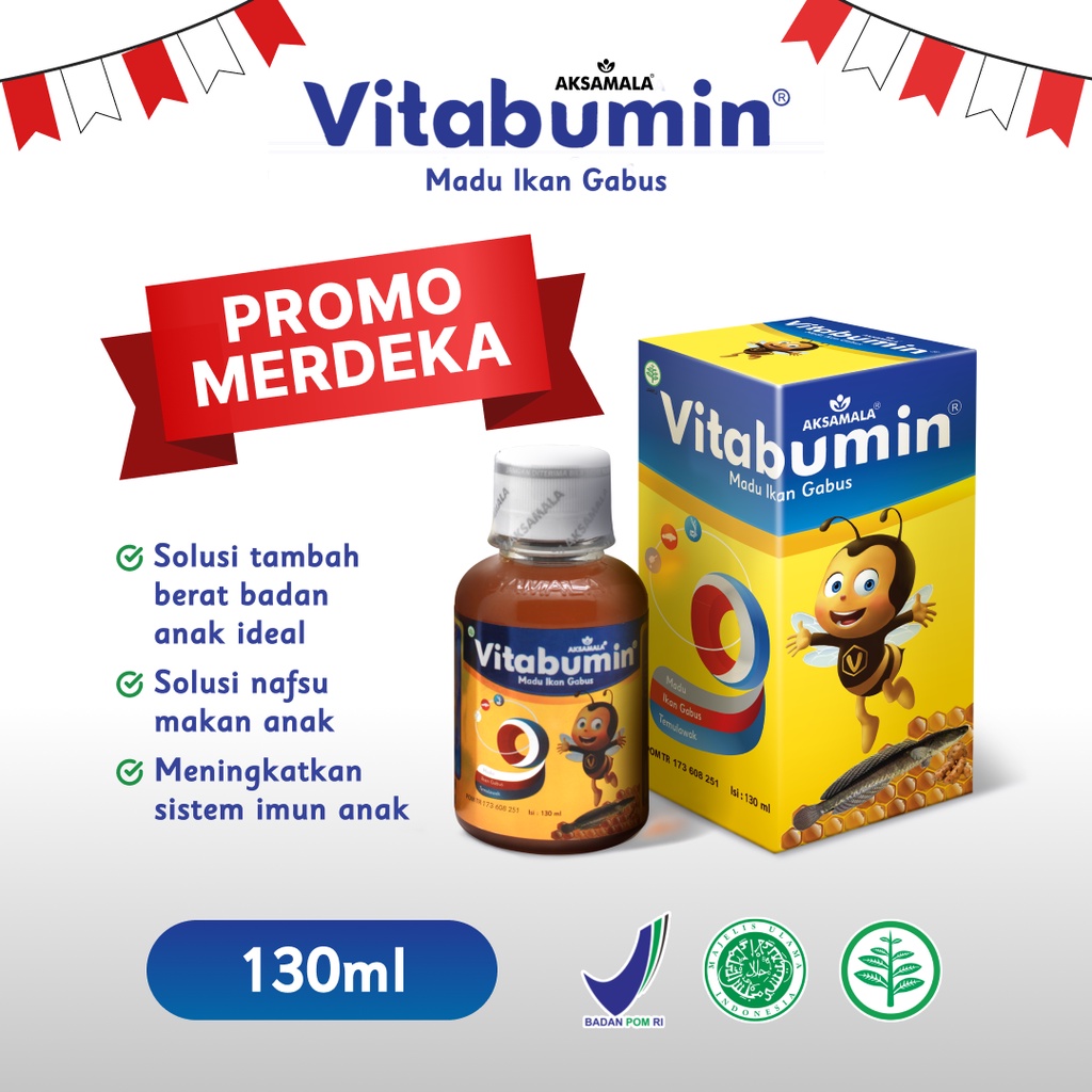 Jual Vitabumin 130ml - Madu Nafsu Makan Anak - Madu Albumin Ikan Gabus Indonesia|Shopee Indonesia