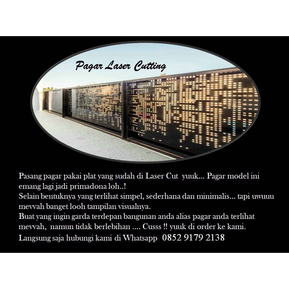 Jual Pagar Plat Laser Cutting Pagar Minimalis Plat Besi Banyak Motif ...