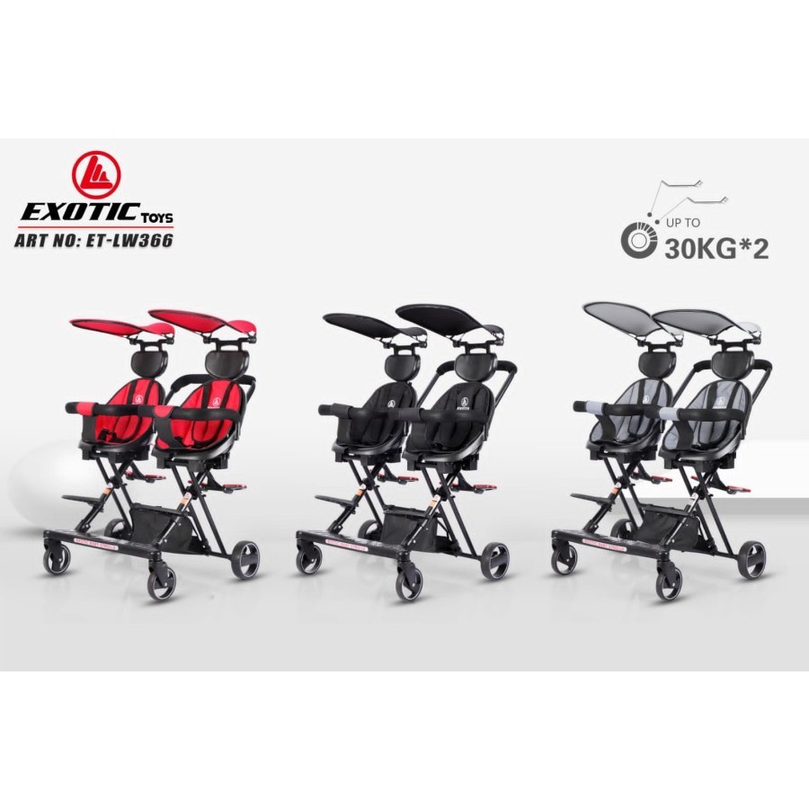Jual (FREE PACKING) Magic Stroller Twins Kembar Pasific Exotic ET-LW366 ...