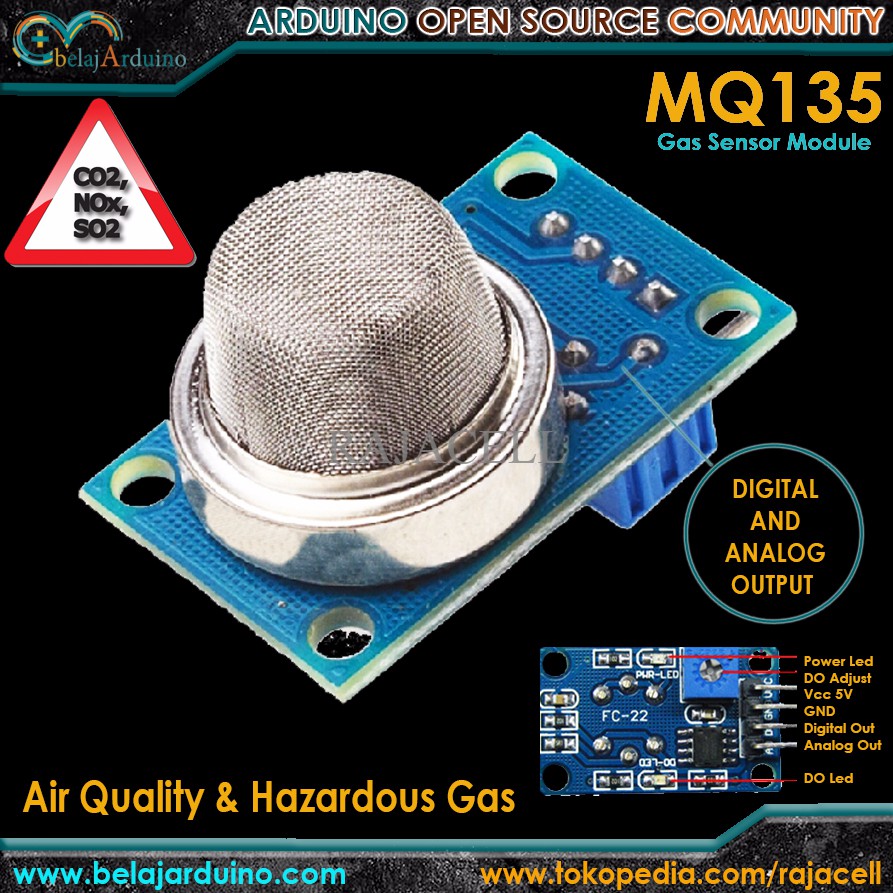 Jual Sensor MQ-135 MQ135 Air Quality & Hazardous Gas Sensor Kualitas Udara | Shopee Indonesia