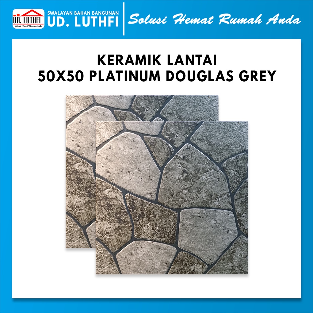 Jual Keramik Lantai 50x50 Platinum Douglas Grey A | Shopee Indonesia