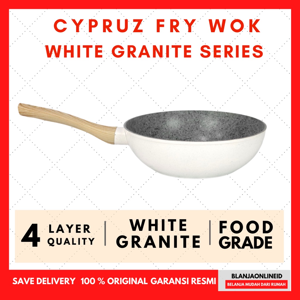 Jual Cypruz Fry Wok Wajan White Granite FP0708/FP0709/FP0710/FP0711 Induksi Anti Lengket Food ...