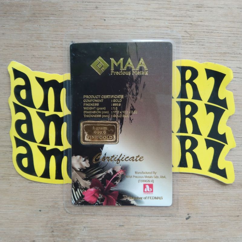 Jual EMAS MURNI LOGAM MULIA MAA PRECIOUS METAL MALAYSIA BERAT 1 GRAM ...