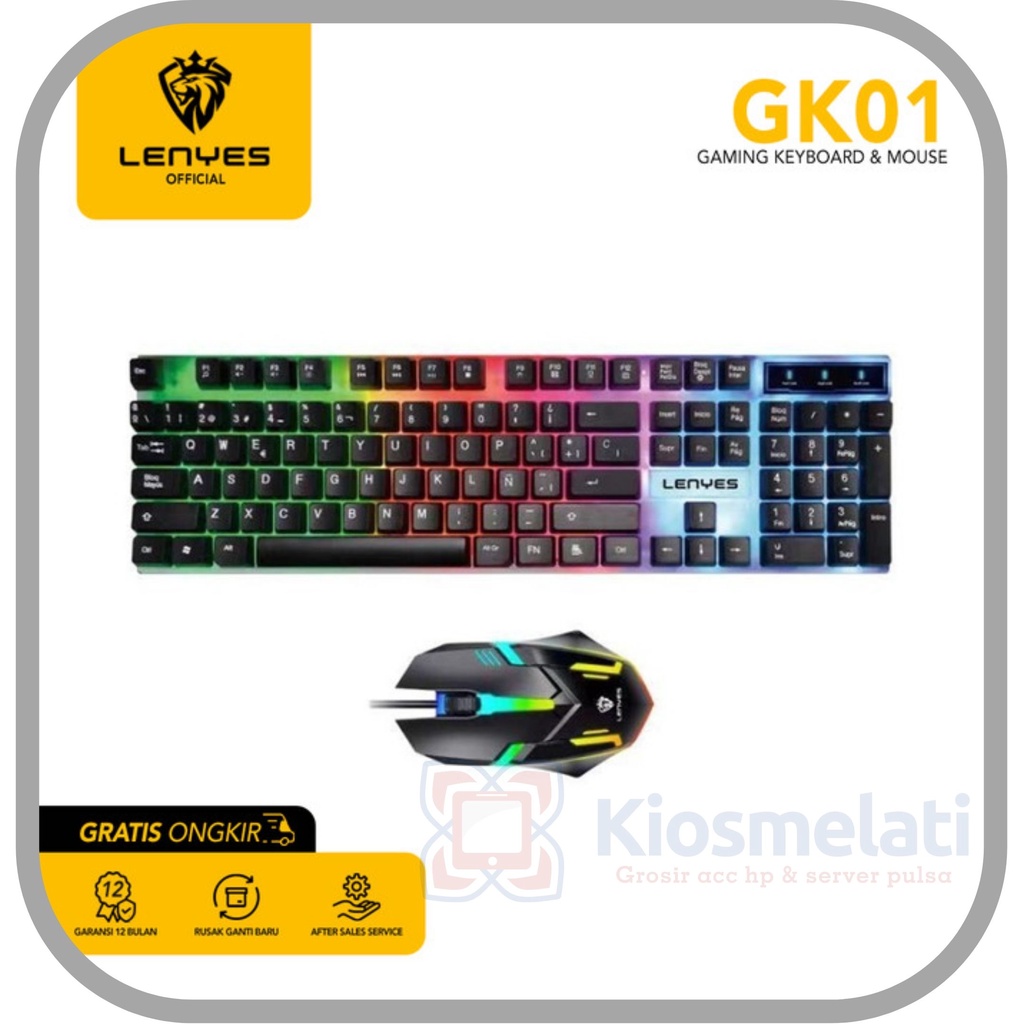 Jual Keyboard Gaming Lenyes GK01 LED RGB -keyboard Gaming Dengan Mouse Import Aksesoris Laptop ...