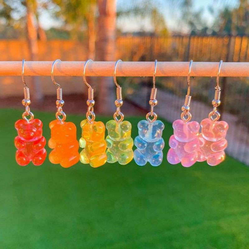 Jual Teddy Bear Earrings Anting Aesthetic Teddy Bear Yupi Anting Gummy ...