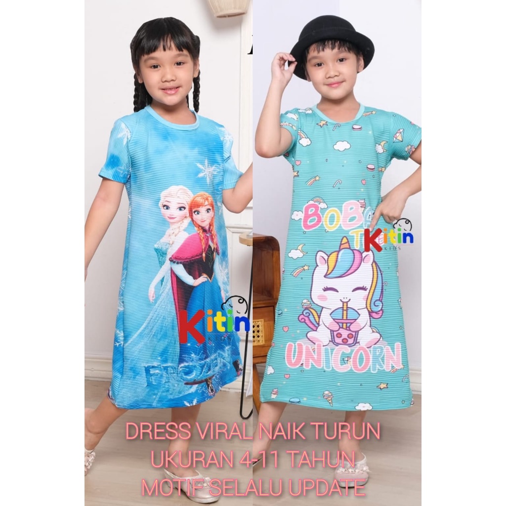 Jual KITIN - DRESS VIRAL NAIK TURUN DASTER ANAK UKURAN 3-9 TAHUN MOTIF ...