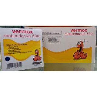 vermox mebendazole tablet kunyah rasa buah - obat cacing | Shopee Indonesia