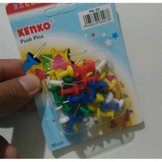 Jual Push pin kenko untuk tancap notes di gabus paku payung warna ...