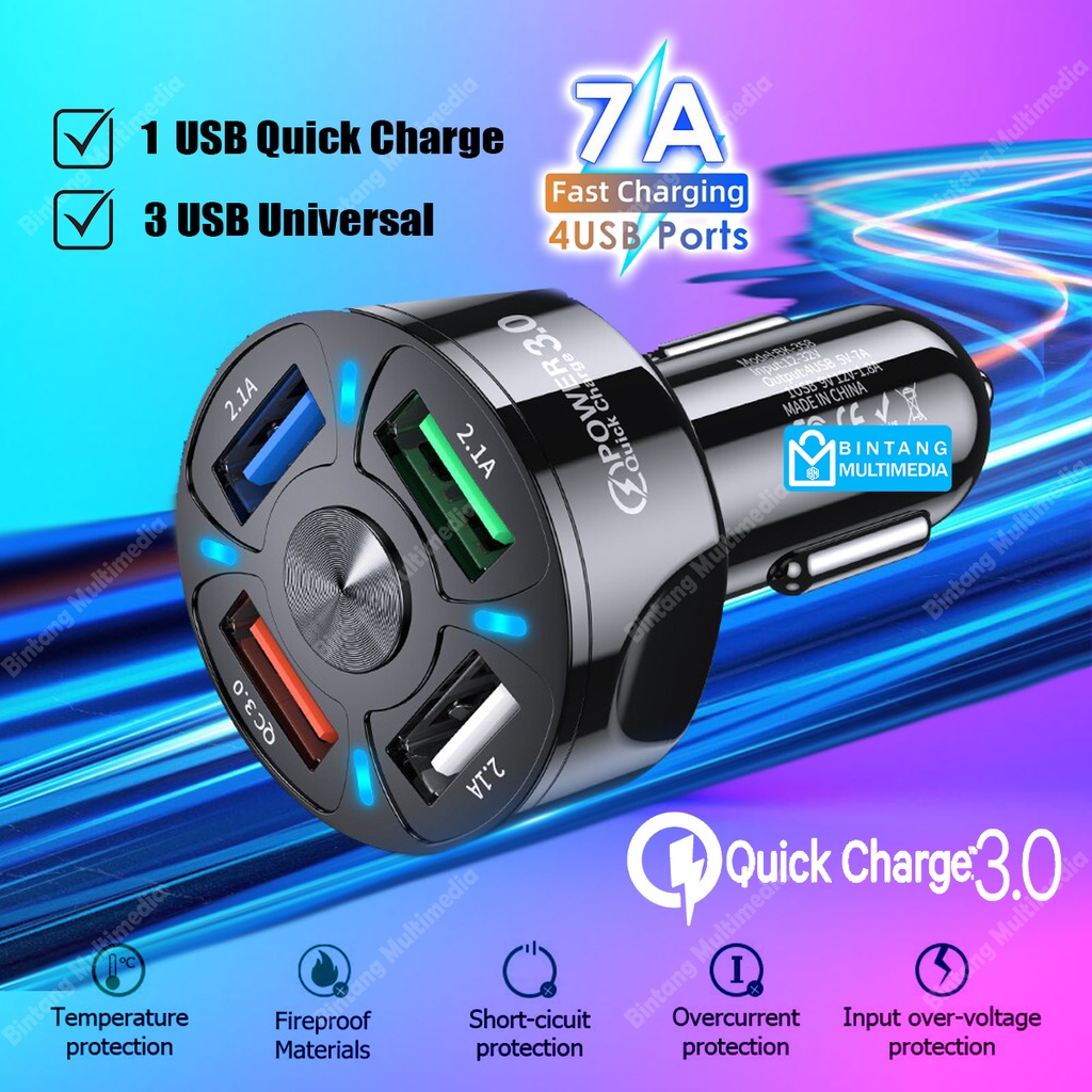 Jual Car Charger Mobil QC 3.0 7A 35W Adaptor Cas HP Motor Fast Charging ...