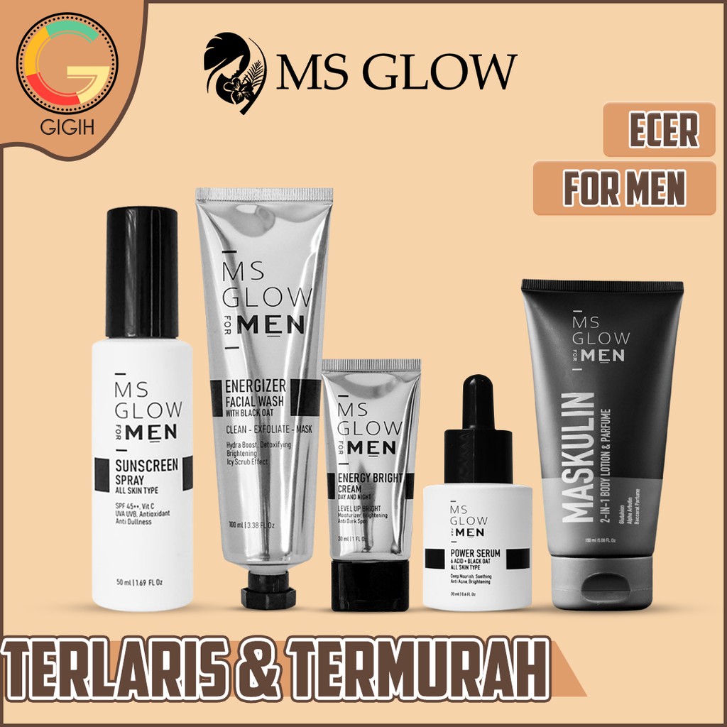 Jual MS GLOW FOR MEN ECER ( CREAM / SERUM / FACE WASH ) / MS GLOW MEN ...