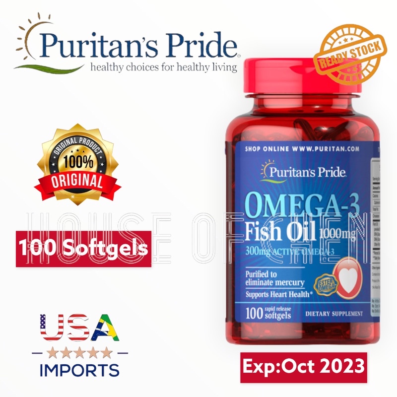 Jual PURITAN PRIDE Omega 3 Fish Oil 1000mg - 100 Softgels Puritan's Pride USA | Shopee Indonesia