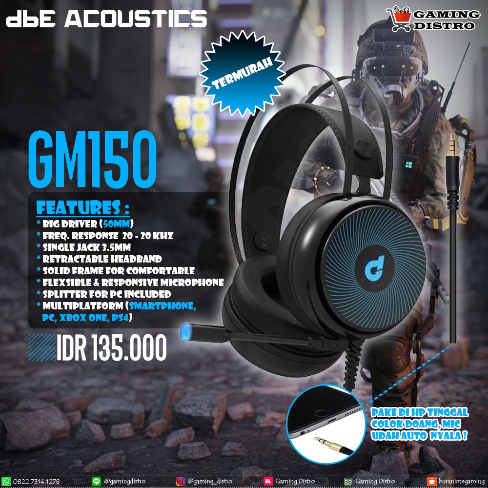 Headset Gaming dbE GM150 - dbE acoustics GM150 with Jack 3.5mm | Shopee ...