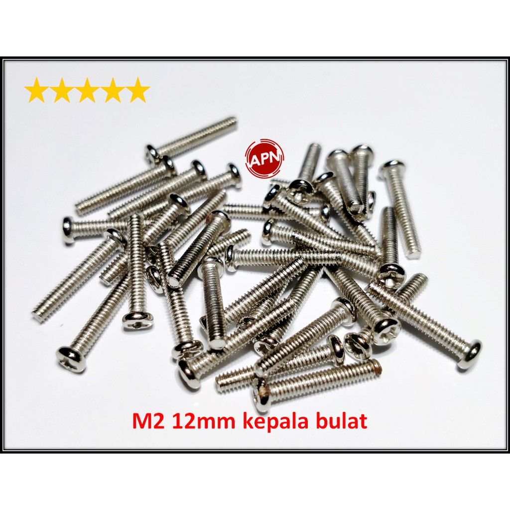 Jual BAUT / SCREW M2 12MM KEPALA BULAT | Shopee Indonesia