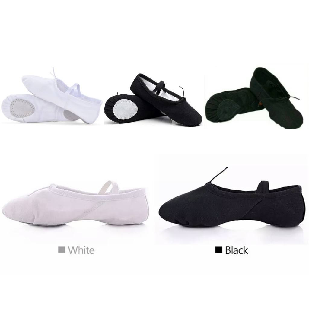 Jual Sepatu Balet Ballet Shoes Split Sole Black White Hitam Putih ...