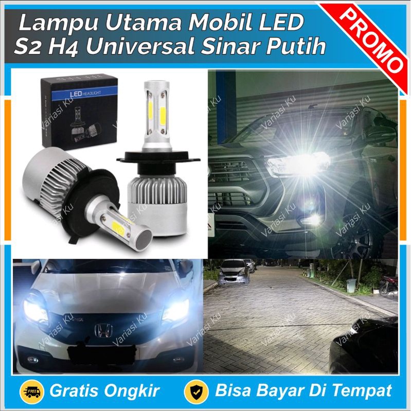 Jual LAMPU UTAMA LED MOBIL S2 H4 COB 3 SISI POWER BRIGHT SINAR PUTIH S2H4 KAKI 3 : BRIO MOBILIO ...