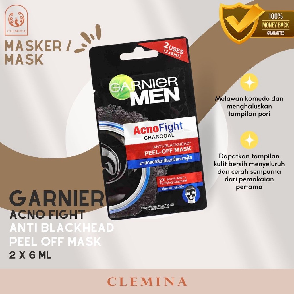 Jual Garnier Men Acno Fight Peel Off Mask Charcoal Lawan Komedo 2x6ml ...