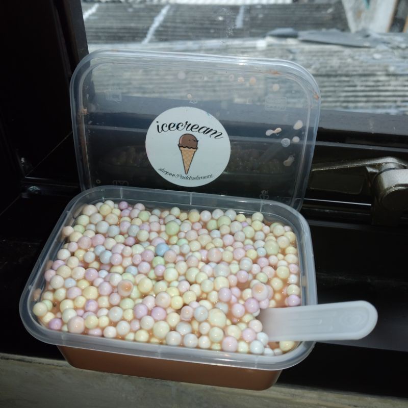 Jual promo!! Slime ice cream 200gr (Free bubuk activator sendok bening ...