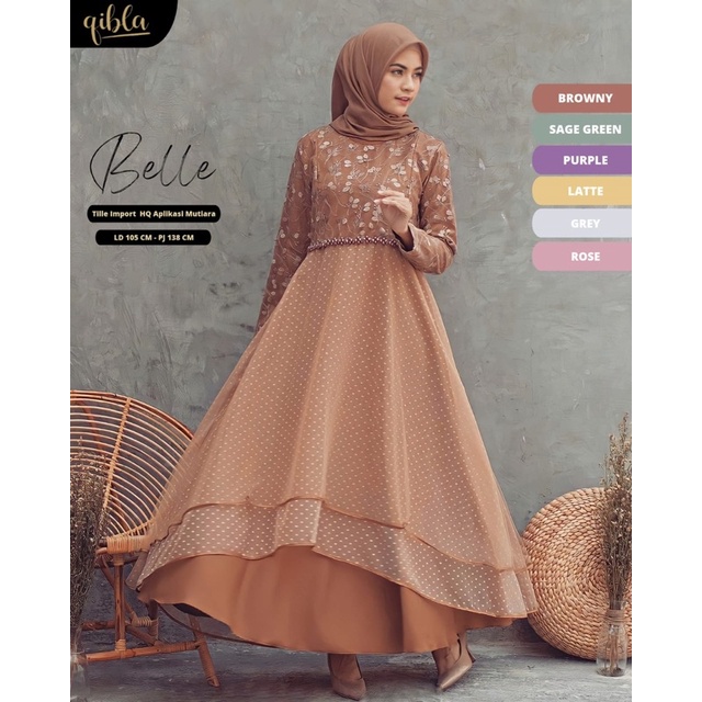 Jual GAMIS PESTA BRUKAT TERBARU BELLE DRESS DOTTY TILE / GAMIS LEBARAN 2022 DRESS WISUDA MEWAH ...