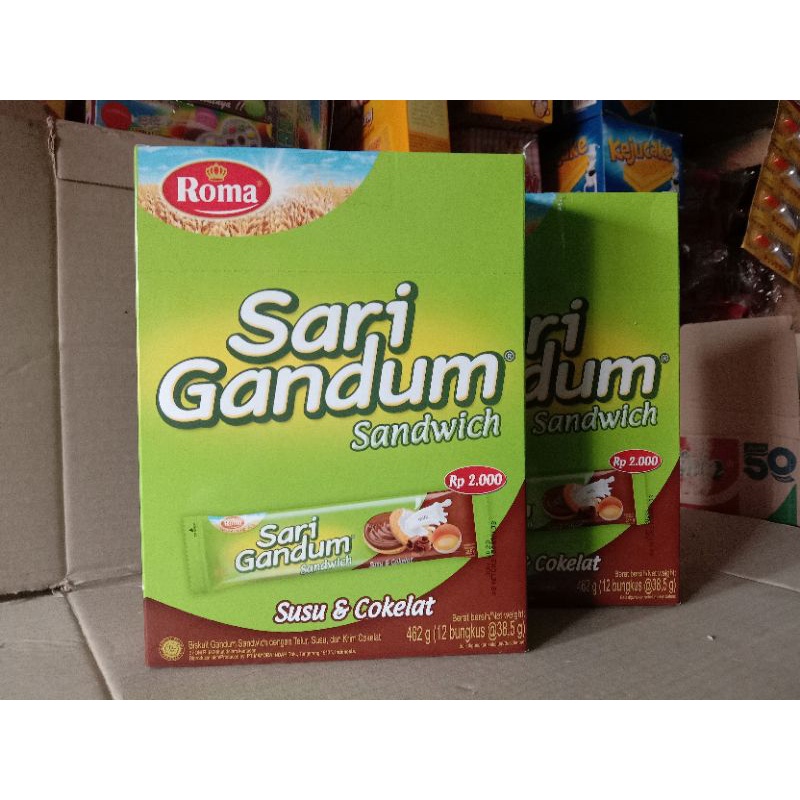 Jual Roma Sandwitch Sari Gandum Cokelat 1 box isi 12 pcs | Shopee Indonesia