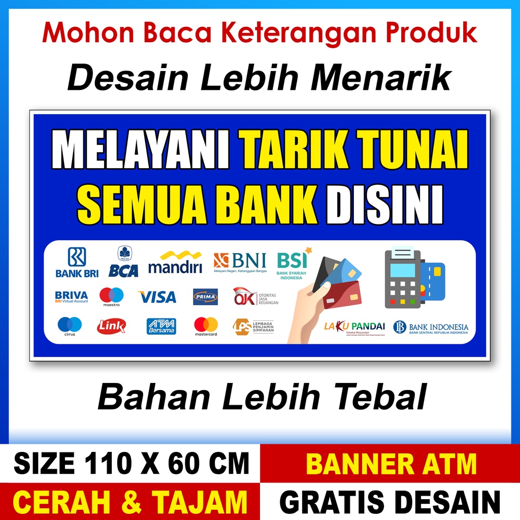 Jual [TERBAIK] BANNER SPANDUK BRILINK ATM BERSAMA UKURAN 110X60 CM ...