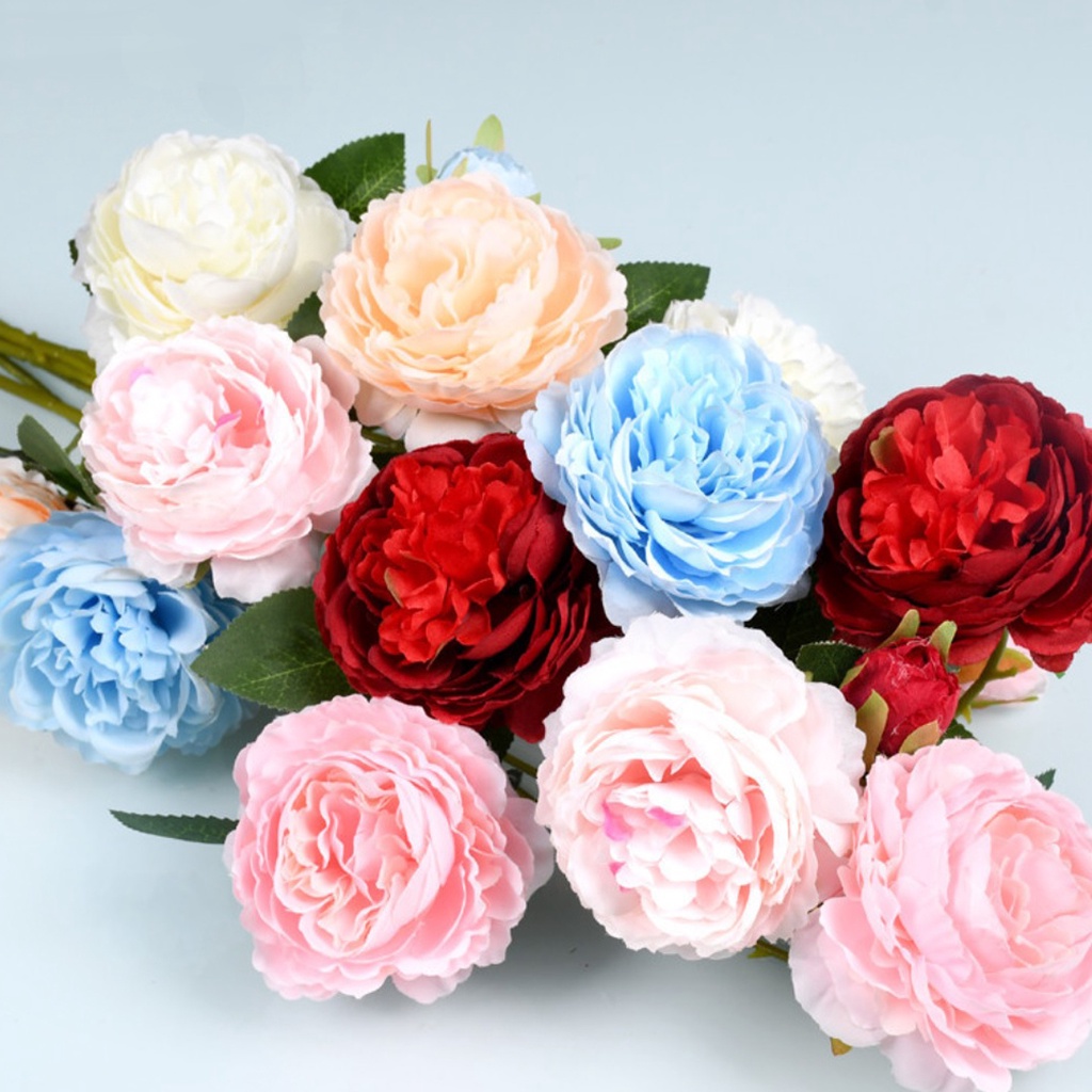 Jual Bunga Artificial Flower Tangkai Palsu Peony Dekorasi 3 Branches ...