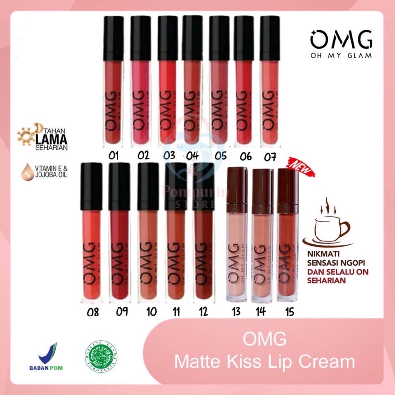 Jual OMG Oh My Glam Matte Kiss Lip Cream 3.5g ( lipstick lipstik ...