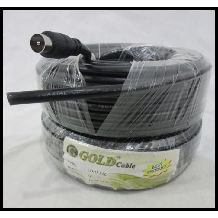 Jual Kabel Antena Antene TV 5C+Jek GOLD Panjang 17 Meter | Shopee Indonesia
