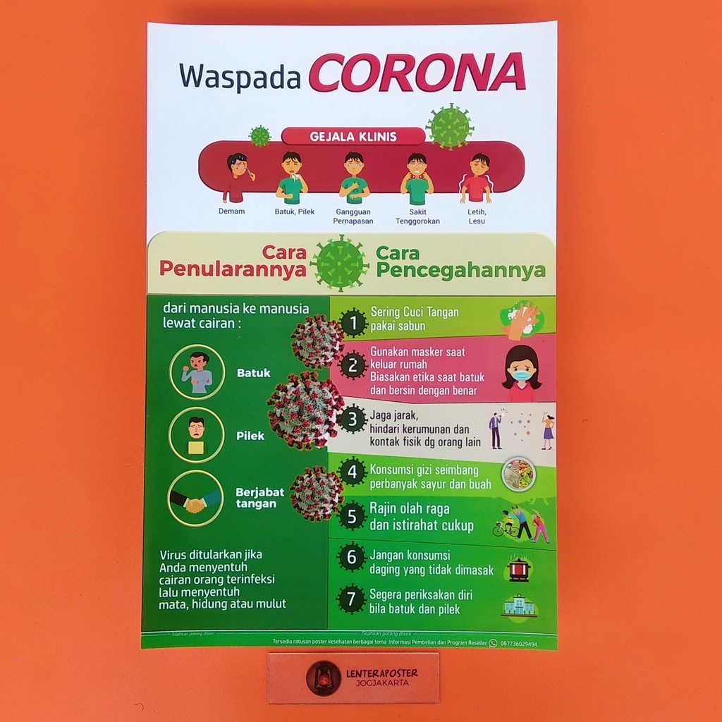 Jual Poster Waspada Corona 2, Poster Virus Covid-19, Poster Kesehatan ...