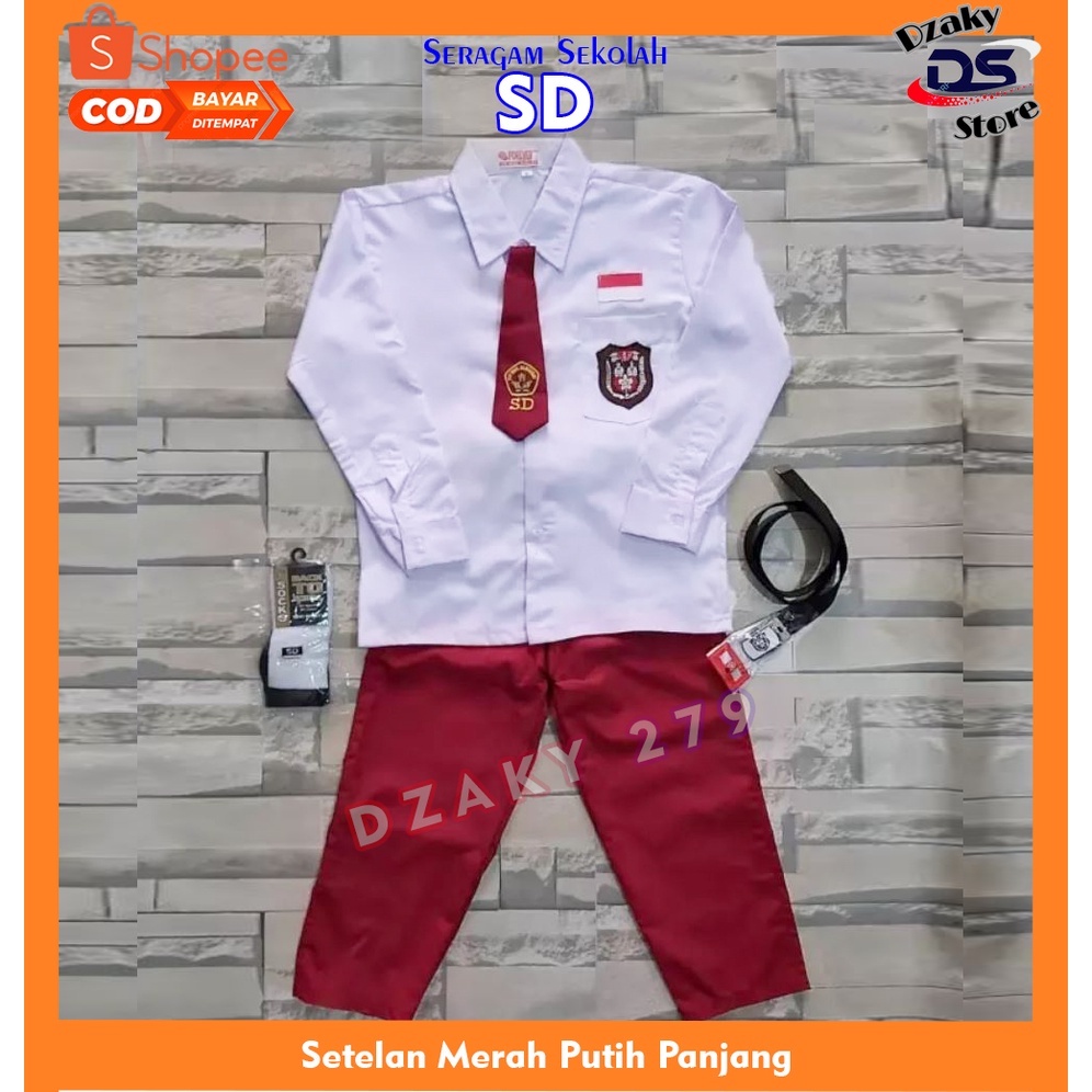 Jual Seragam sekolah baju sekolah sd anak laki laki merah putih panjang ...