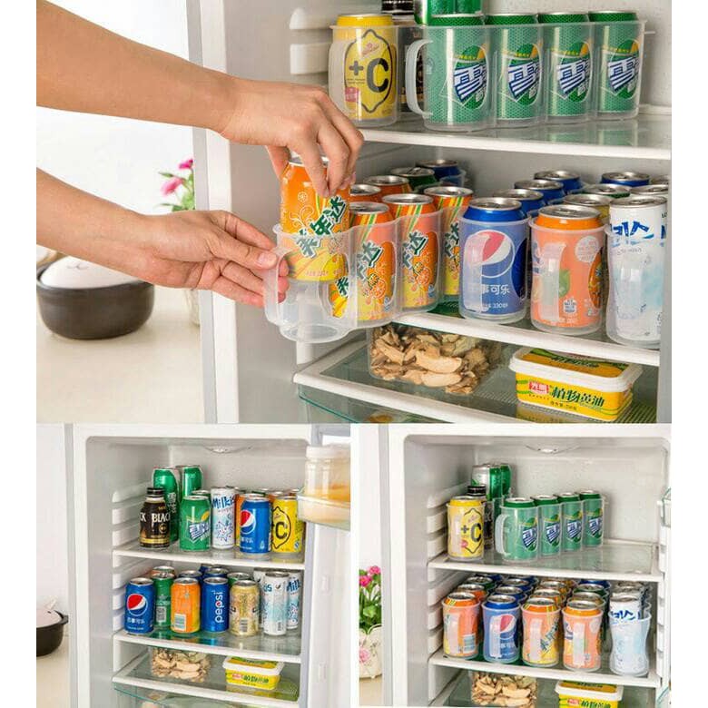 Jual Rak minuman kaleng kulkas / can organizer drink rack refrigerator ...