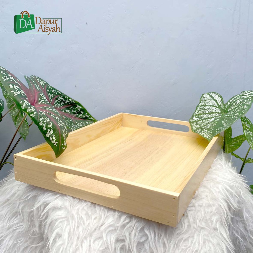 Jual Nampan / Baki / Tray Kayu Pinus Model Pegangan Datar 3 Ukuran ...