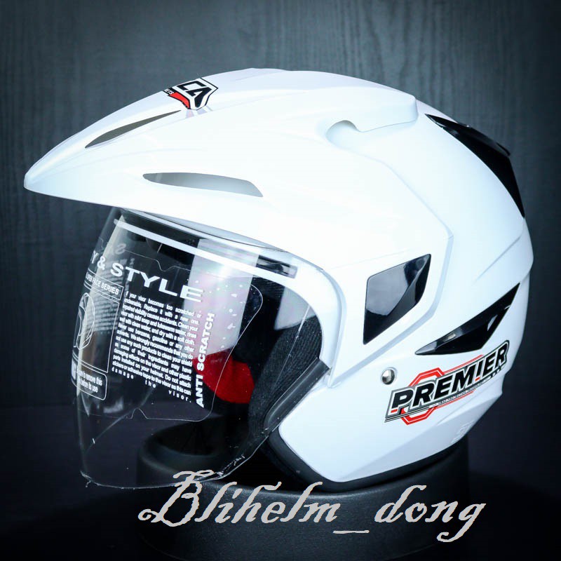 Jual HELM ASCA PREMIER SOLID | WHITE | DOUBLE VISOR HALF FACE DEWASA ...