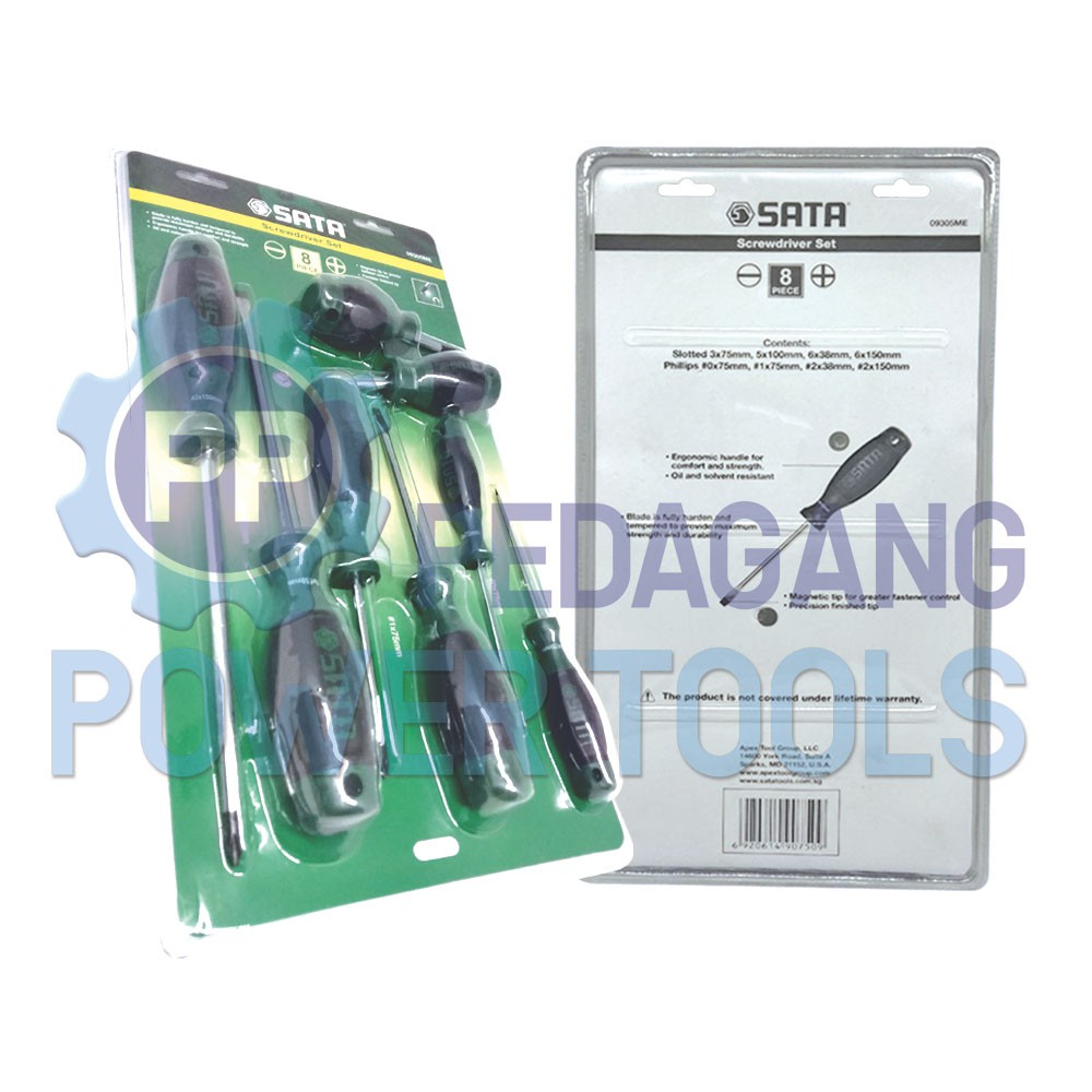 Jual SATA OBENG SET 8 PCS PLUS MINUS COMBINATION SCREWDRIVER SET ...
