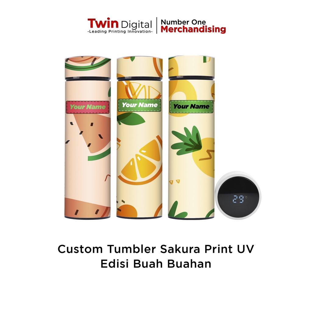 Jual Twin Digital Tumbler Custom Buah Buahan Free Desain Motif Fruits ...