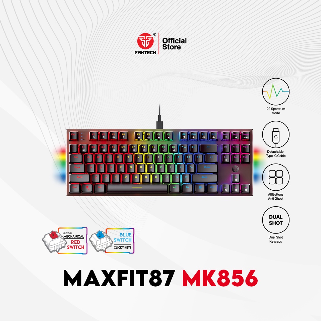 Jual Fantech MAXFIT87 MK856 TKL Keyboard Gaming Mechanical | Shopee ...
